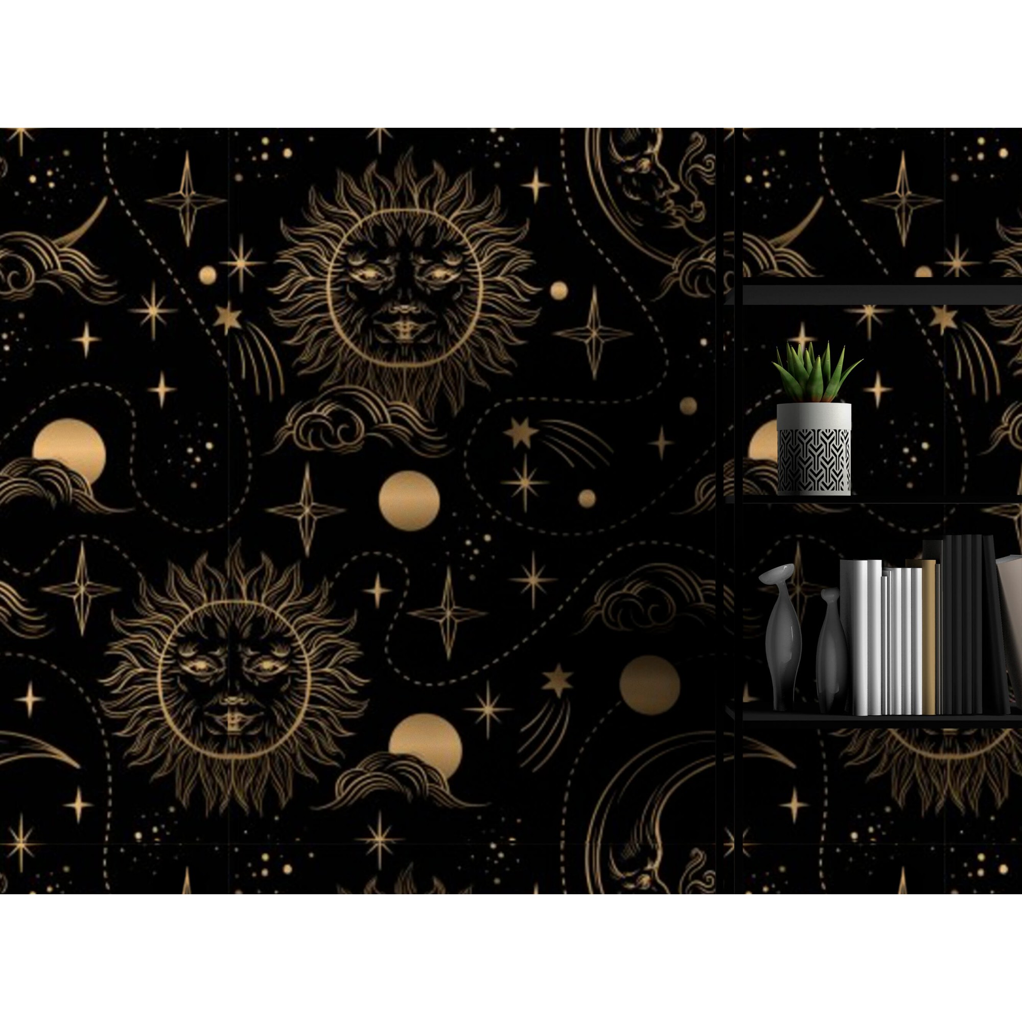Dark astronomy wallpaper, celestial pattern wallpaper