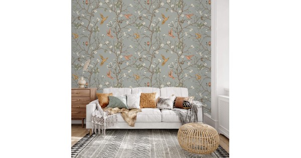 Chinoiserie style floral wallpaper | ArtMyWall