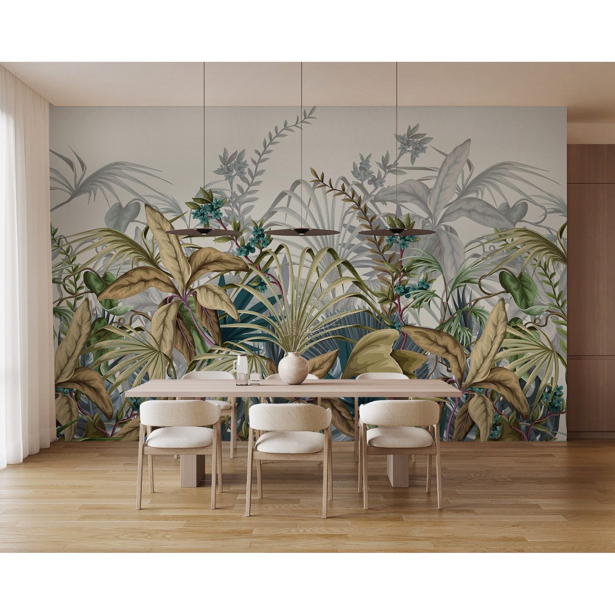 Luxury tropical palm leaves wallpaper mural | ArtMyWall